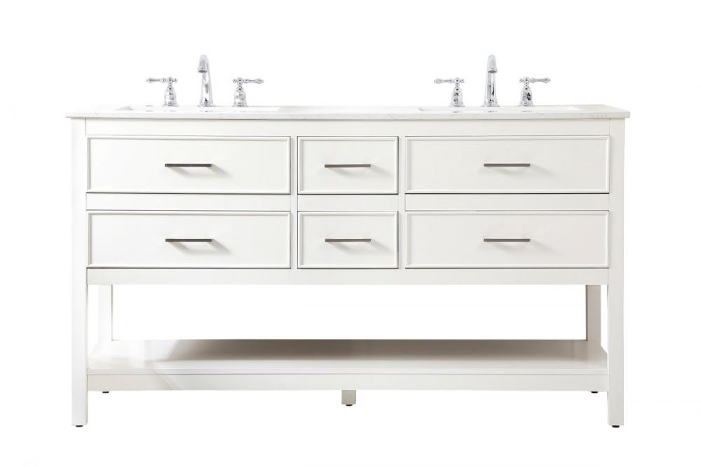 60 inch double bathroom vanity in white : TWVDF : White : VFP30 : White ...